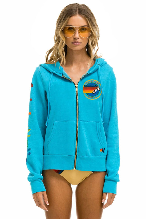 AVIATOR NATION MIAMI HOODIE - NEON BLUE - Aviator Nation