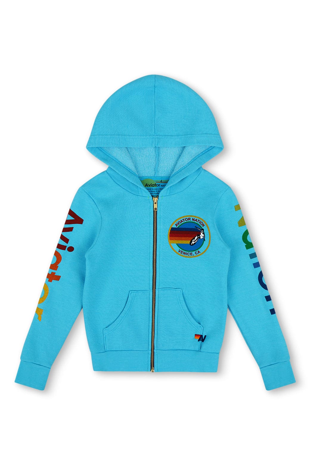 KID'S AVIATOR NATION ZIP HOODIE - NEON BLUE - Aviator Nation