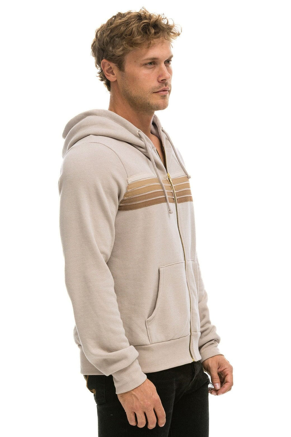 5 STRIPE HOODIE - SAND // TAN - Aviator Nation