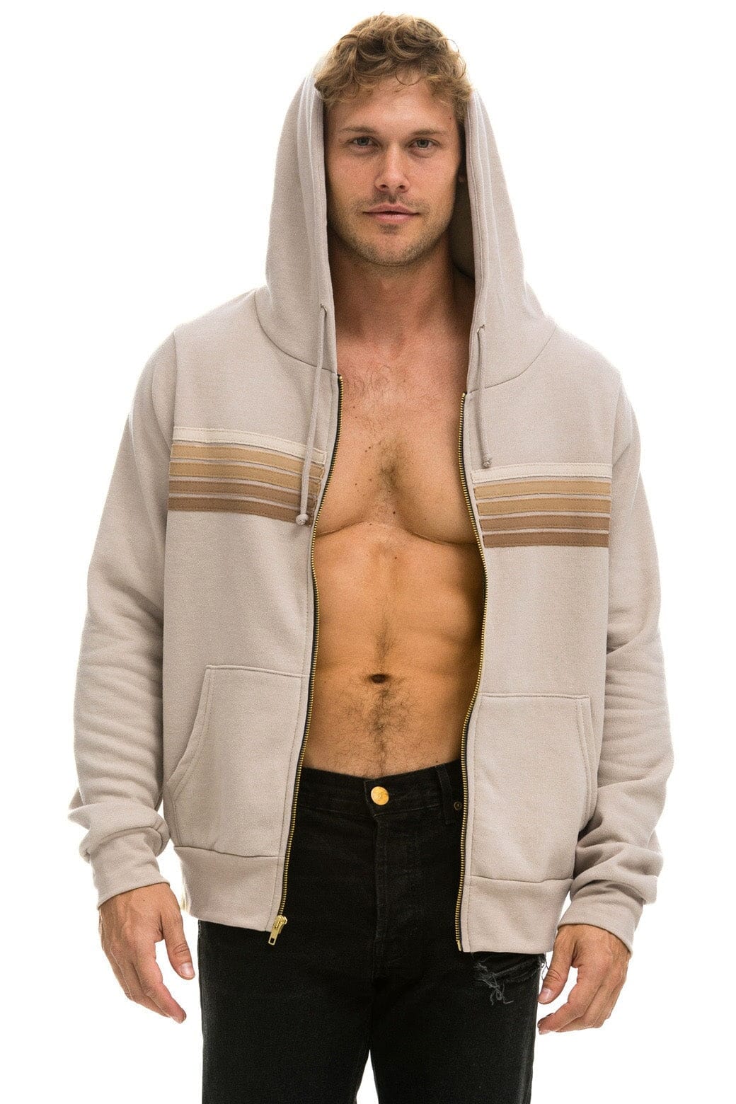 5 STRIPE HOODIE - SAND // TAN - Aviator Nation