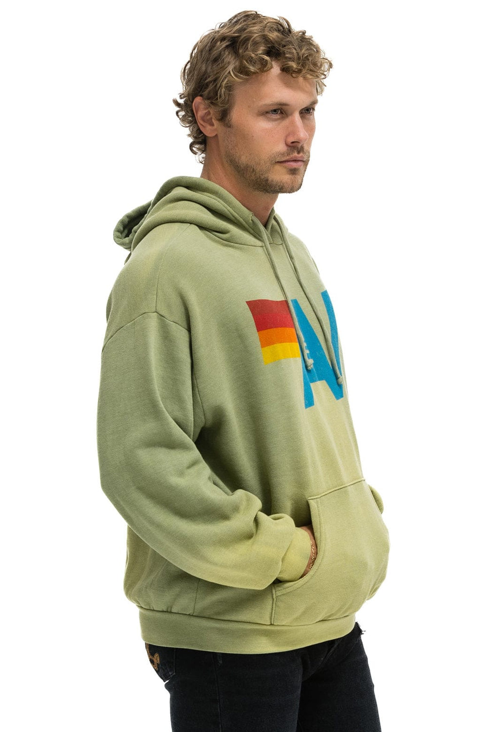 VINTAGE LOGO RELAXED PULLOVER HOODIE - FADED ARMY - Aviator Nation