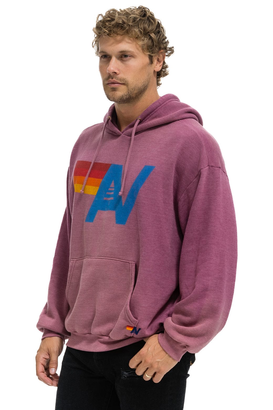 VINTAGE LOGO RELAXED PULLOVER HOODIE - FADED BERRY - Aviator Nation