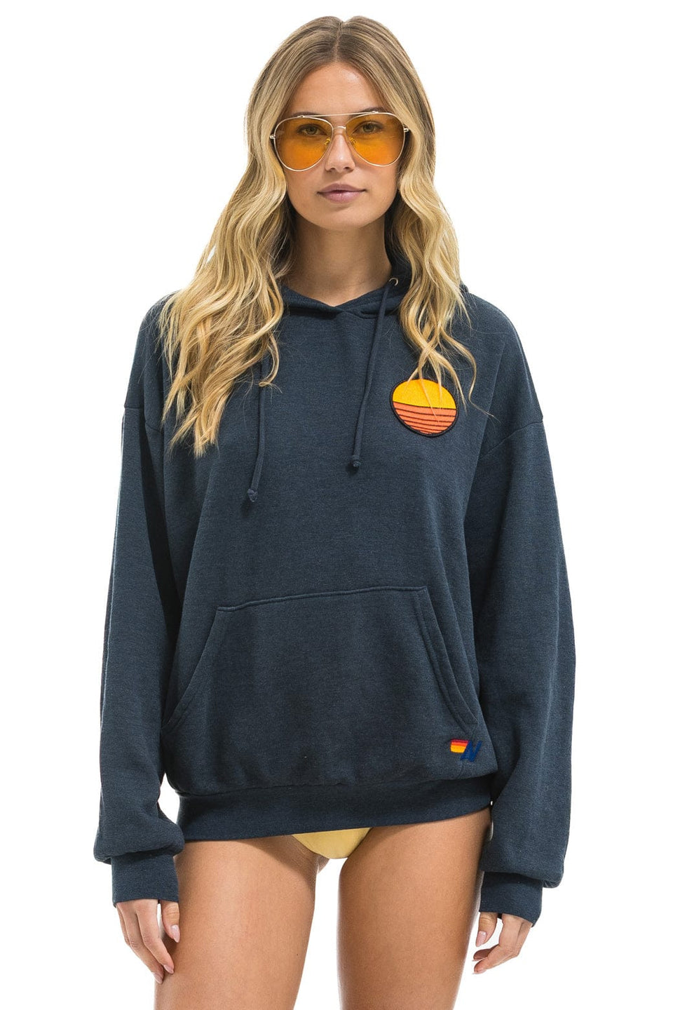 SUNSET PATCH PULLOVER RELAXED HOODIE - CHARCOAL – Aviator Nation