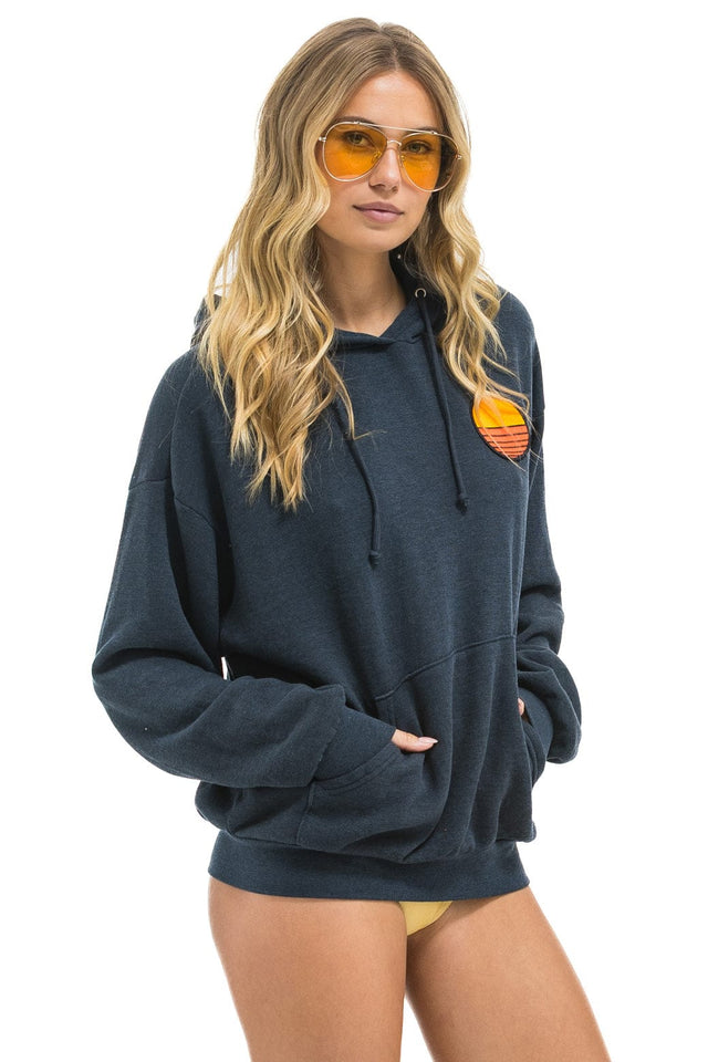 SUNSET PATCH PULLOVER RELAXED HOODIE - CHARCOAL – Aviator Nation