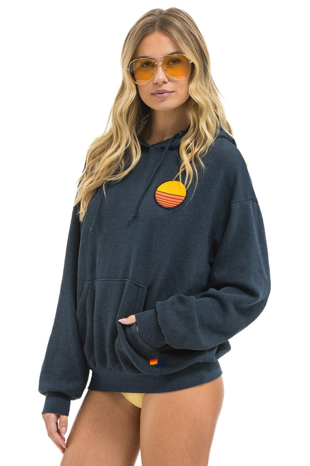 SUNSET PATCH PULLOVER RELAXED HOODIE - CHARCOAL – Aviator Nation