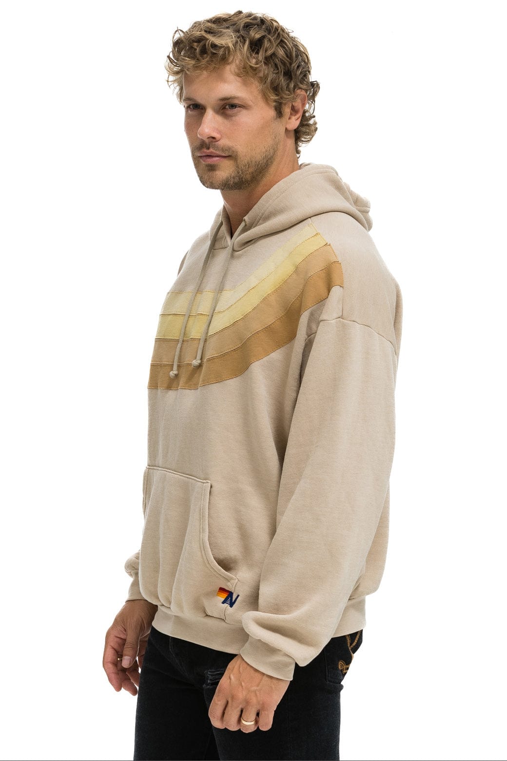 WAVE STRIPE 4 PULLOVER HOODIE RELAXED - SAND // SAND - Aviator Nation