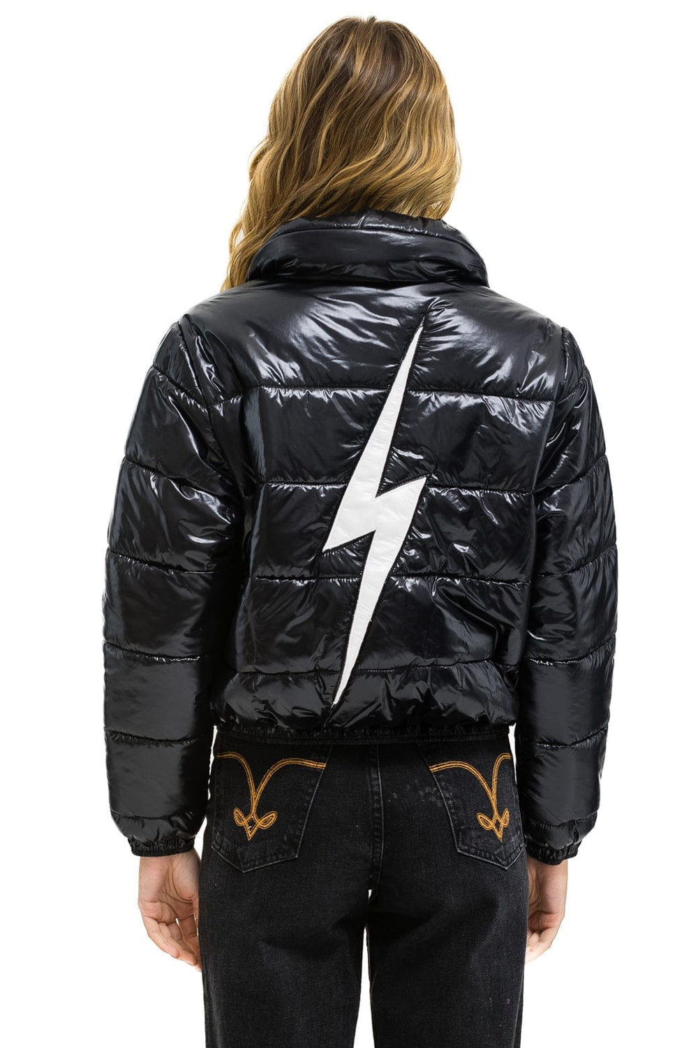 BOLT LUXE APRES PUFFER JACKET - GLOSSY BLACK - Aviator Nation