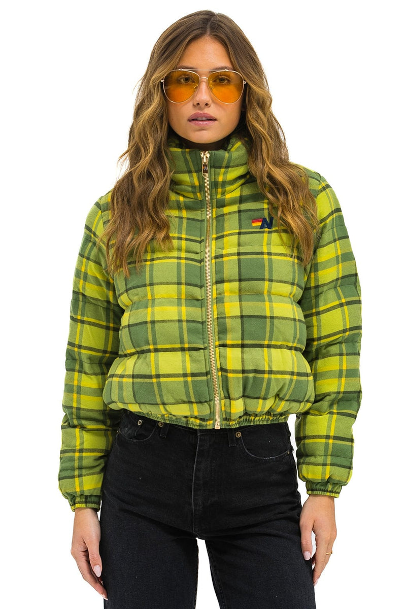 APRES PLAID PUFFER JACKET - AVOCADO PLAID - Aviator Nation