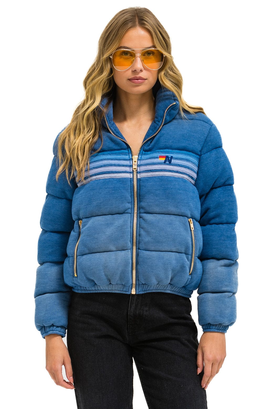 5 STRIPE FADED APRES JACKET - FADED WATER - Aviator Nation