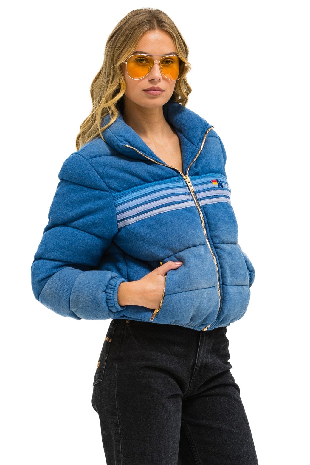 5 STRIPE FADED APRES JACKET - FADED WATER - Aviator Nation