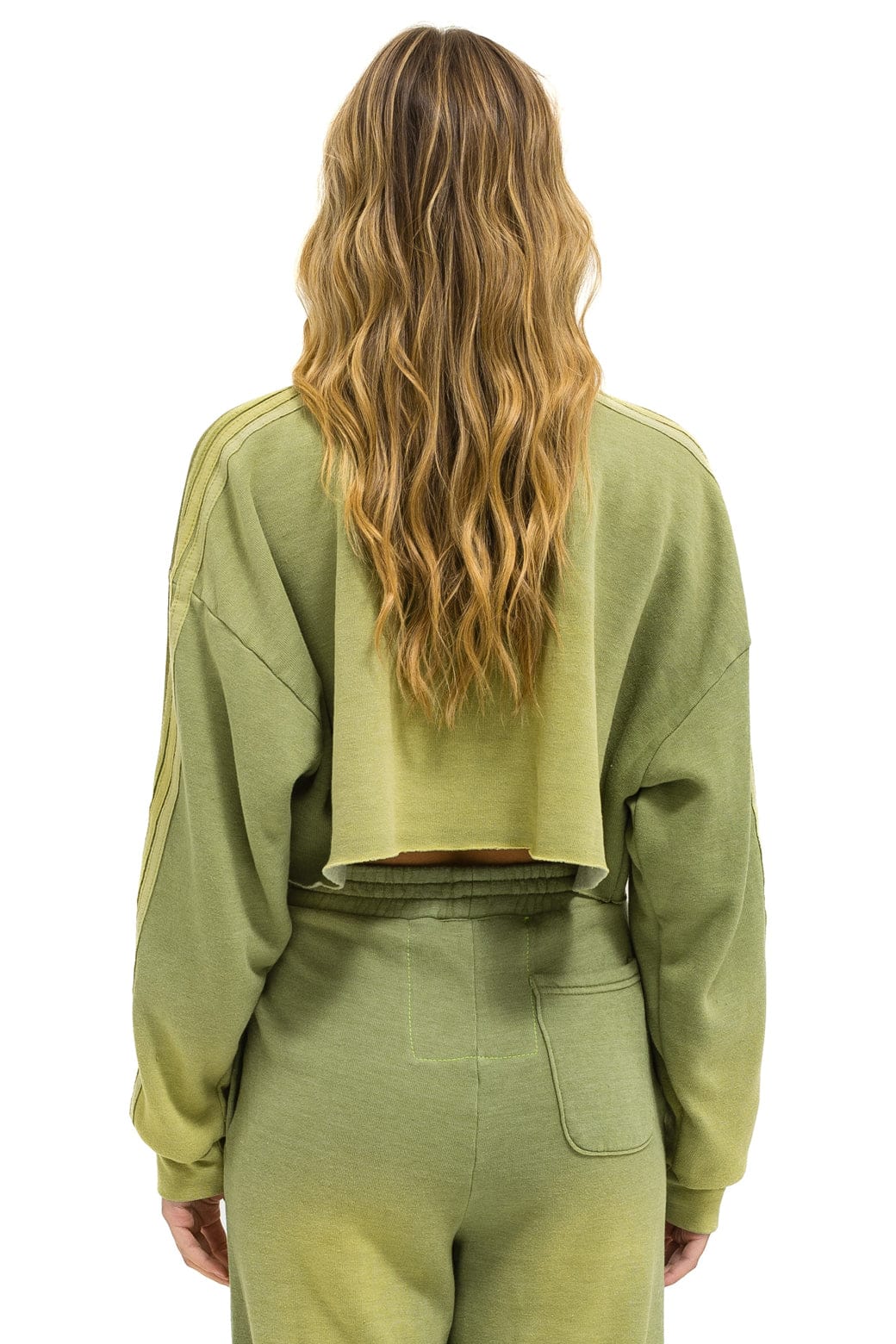 CLASSIC STRIPE CROPPED CREW SWEATSHIRT RELAXED - FADED ARMY - Aviator ...