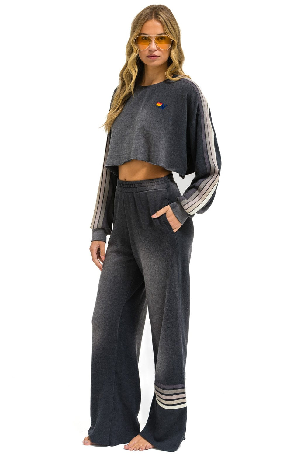 RUGBY STITCH WIDE LEG POCKET SWEATPANTS - FADED SMOKE - Aviator Nation