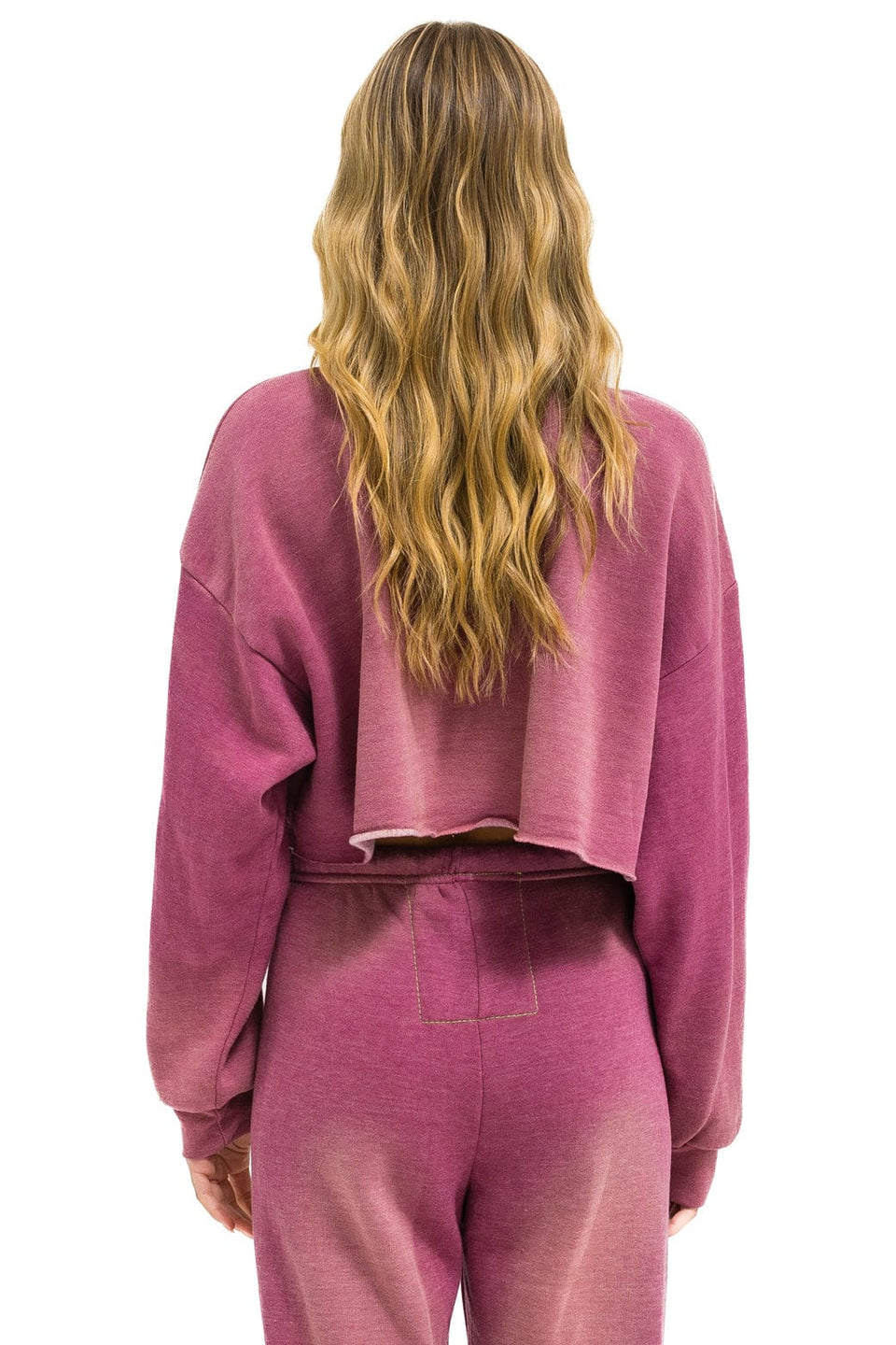 VINTAGE LOGO CROPPED CREW SWEATSHIRT RELAXED - FADED BERRY – Aviator Nation
