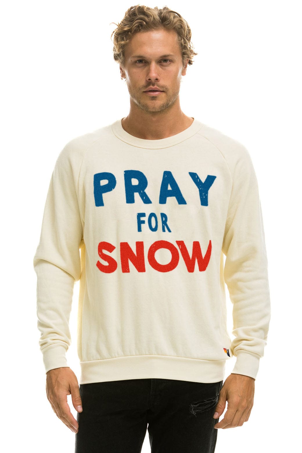 PRAY FOR SNOW SWEATSHIRT - VINTAGE WHITE - Aviator Nation