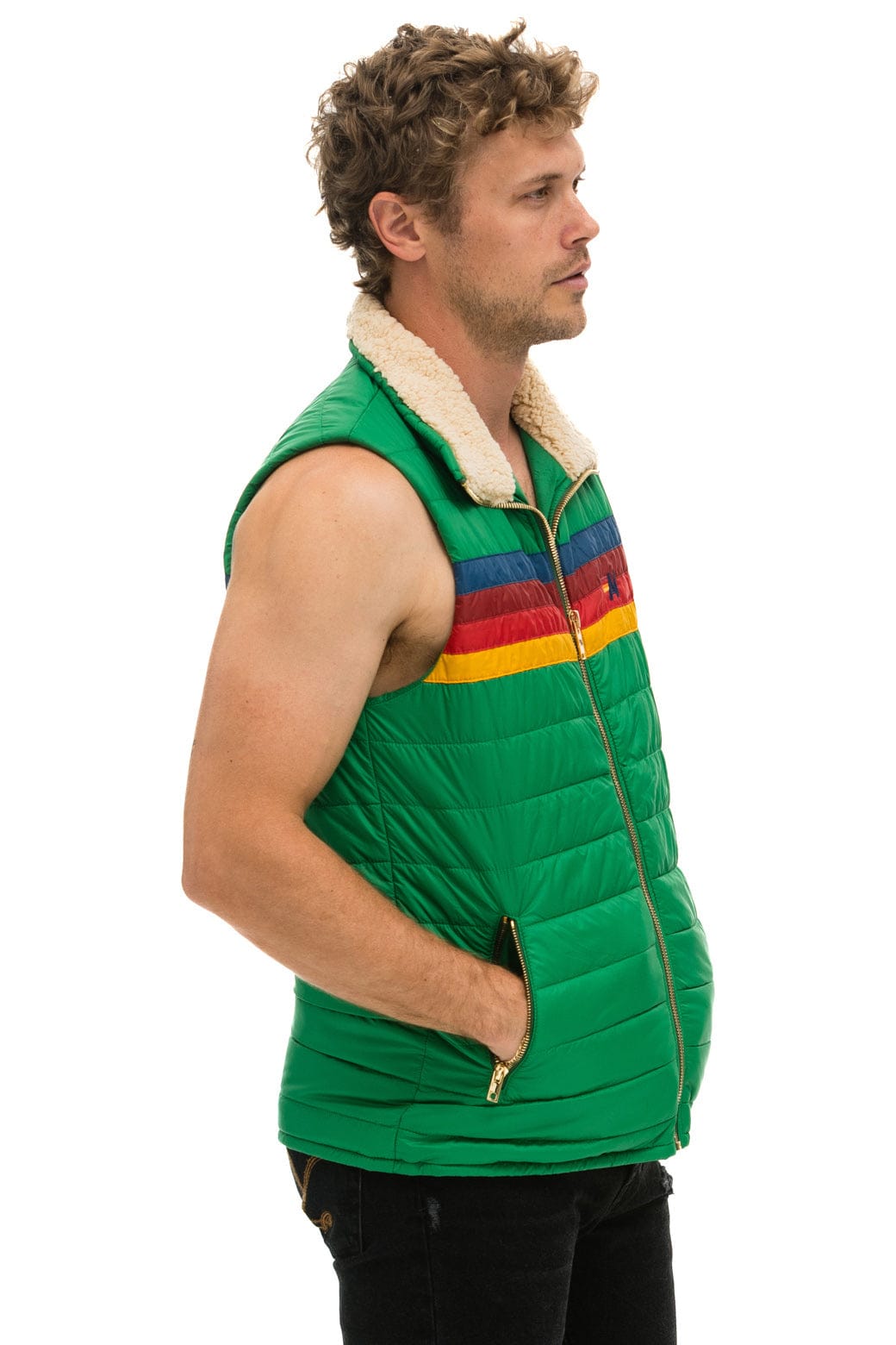 MEN'S 4 STRIPE VEST SHERPA- AMAZON – Aviator Nation