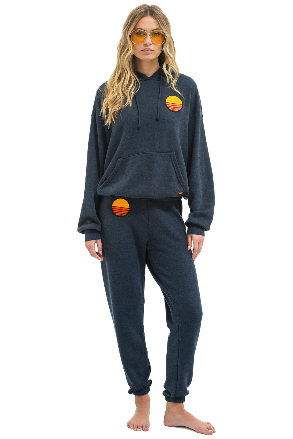 SUNSET PATCH PULLOVER RELAXED HOODIE - CHARCOAL – Aviator Nation