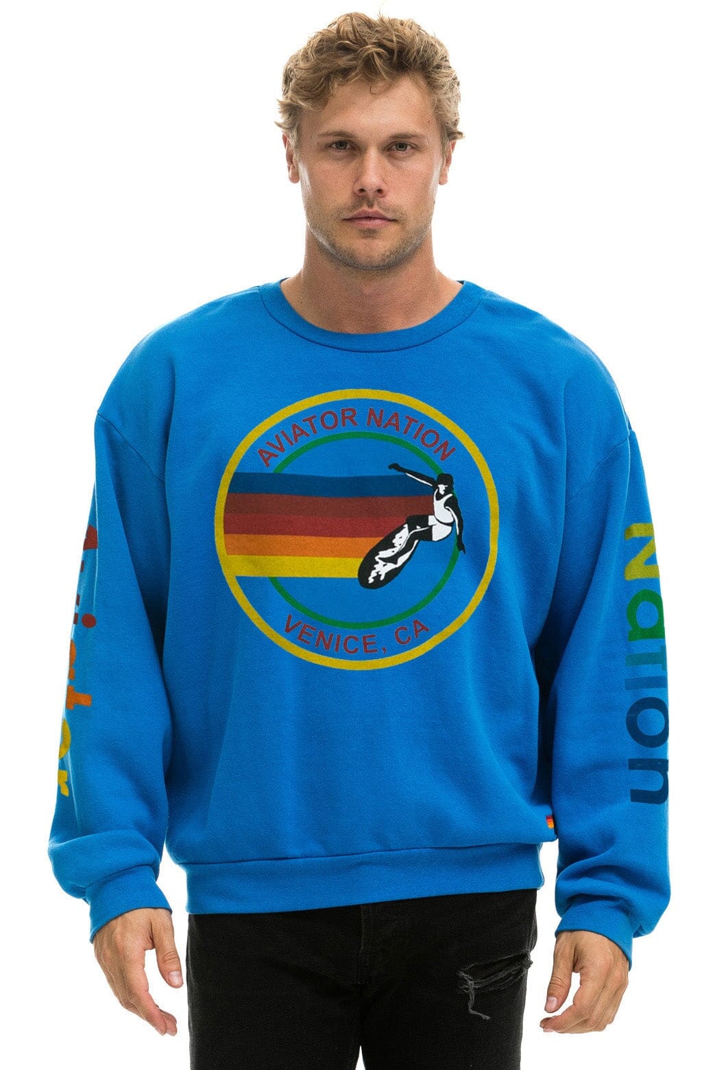 AVIATOR NATION RELAXED CREW SWEATSHIRT - OCEAN - Aviator Nation