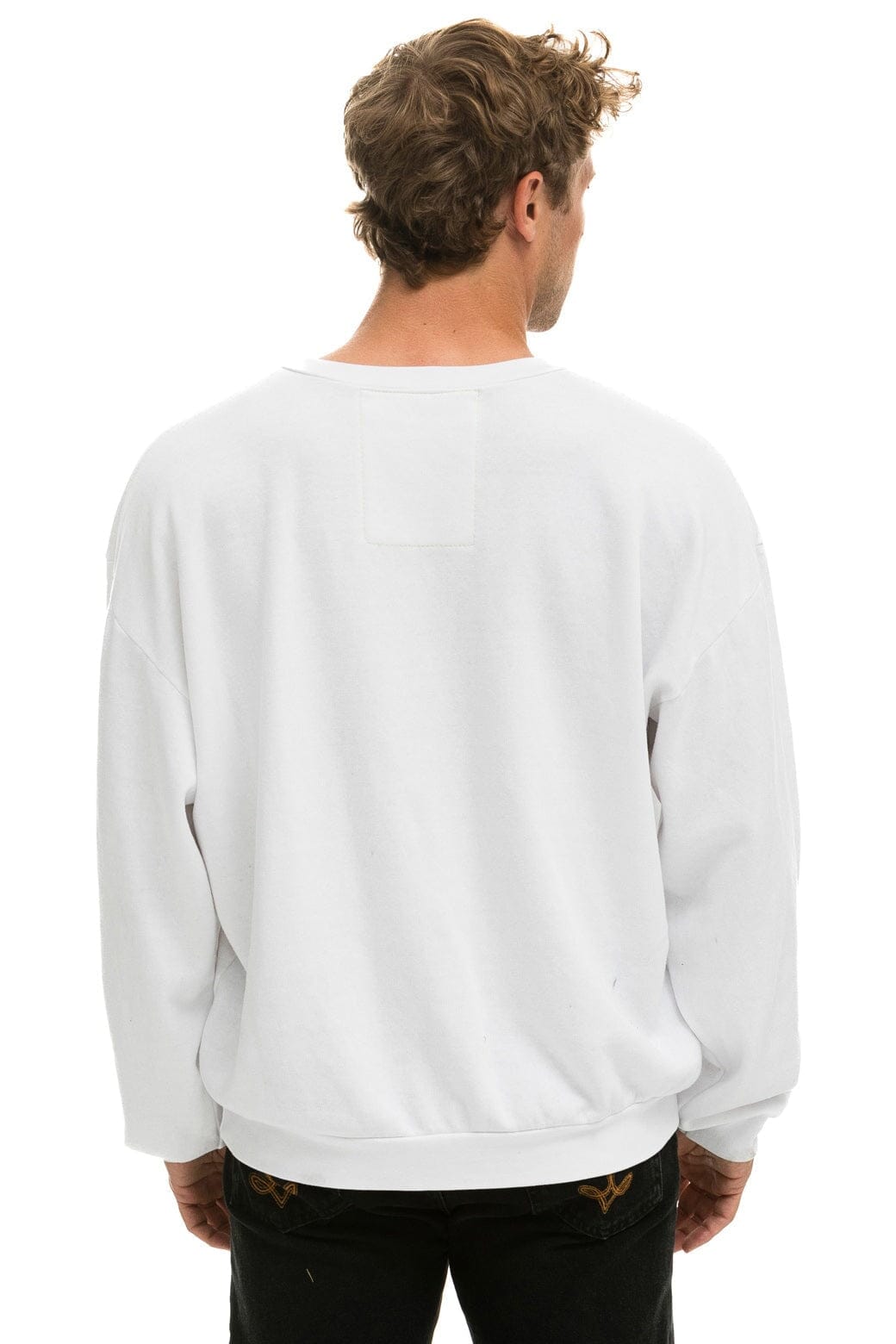 BOLT GRADIENT RELAXED CREW SWEATSHIRT - WHITE // BLUE - Aviator Nation