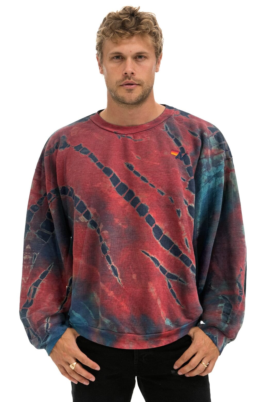 HAND DYED RELAXED CREW SWEATSHIRT - TIE DYE MULTI - Aviator Nation