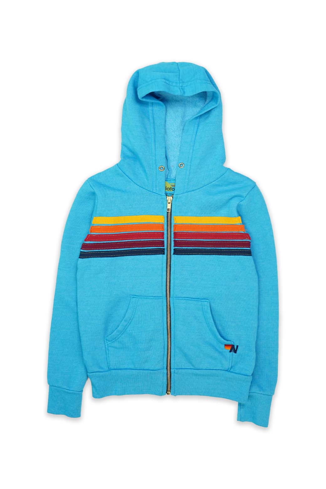 KID'S 5 STRIPE HOODIE - NEON BLUE - Aviator Nation