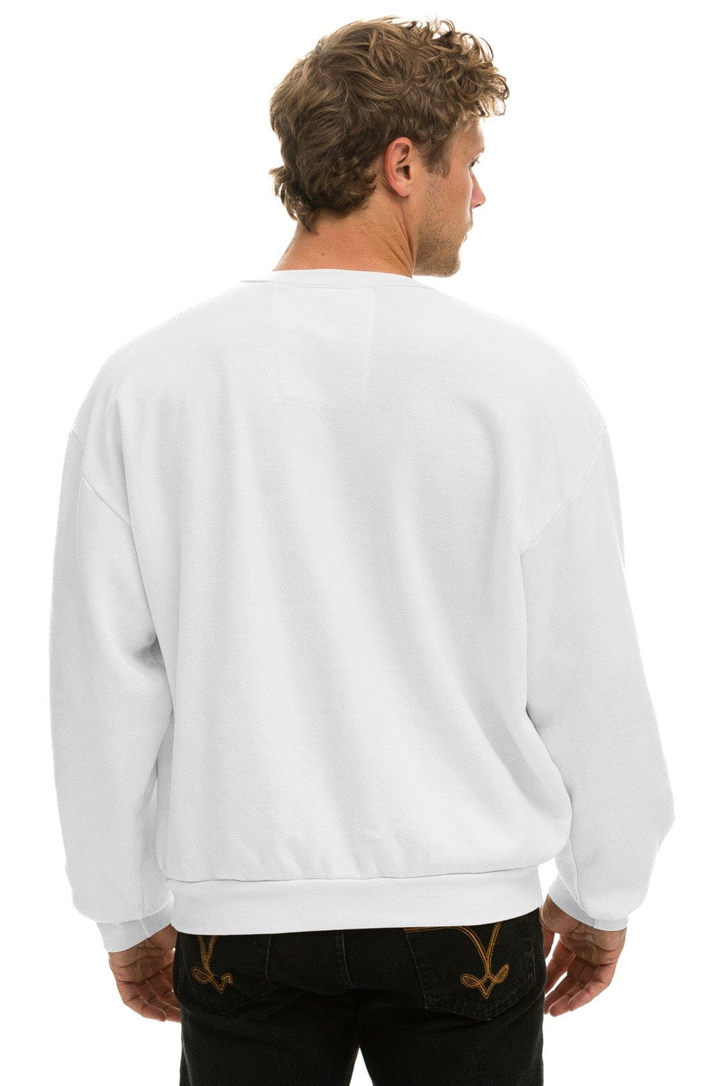 LOGO RELAXED CREW SWEATSHIRT - WHITE - Aviator Nation