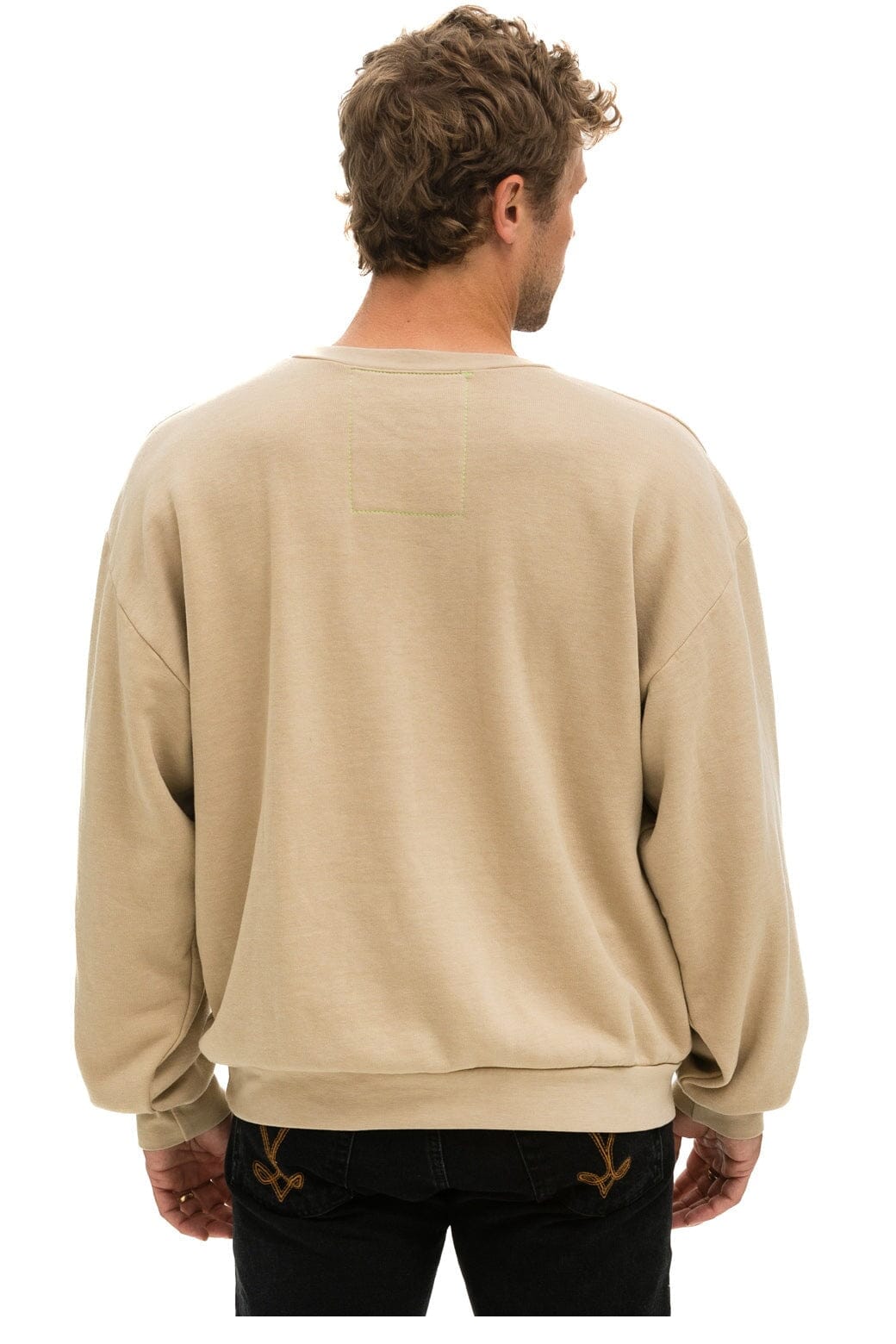 LOGO STITCH RELAXED CREW SWEATSHIRT - SAND - Aviator Nation