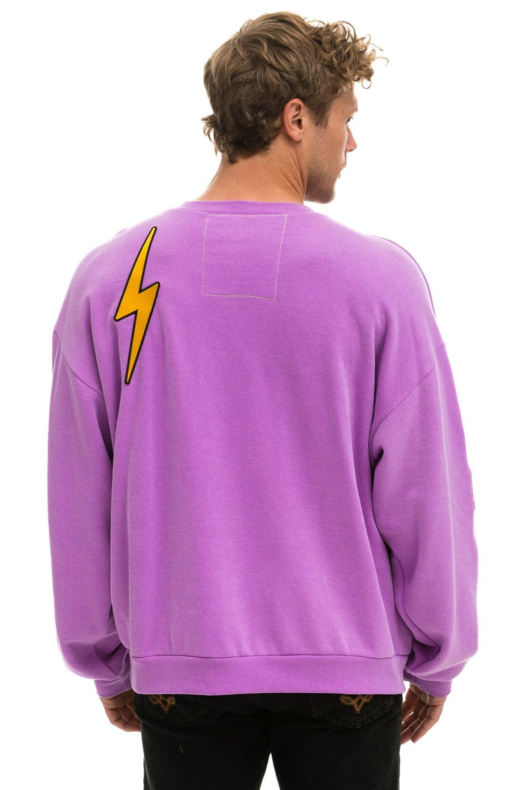 VINTAGE PATCH RELAXED CREW SWEATSHIRT - NEON PURPLE - Aviator Nation