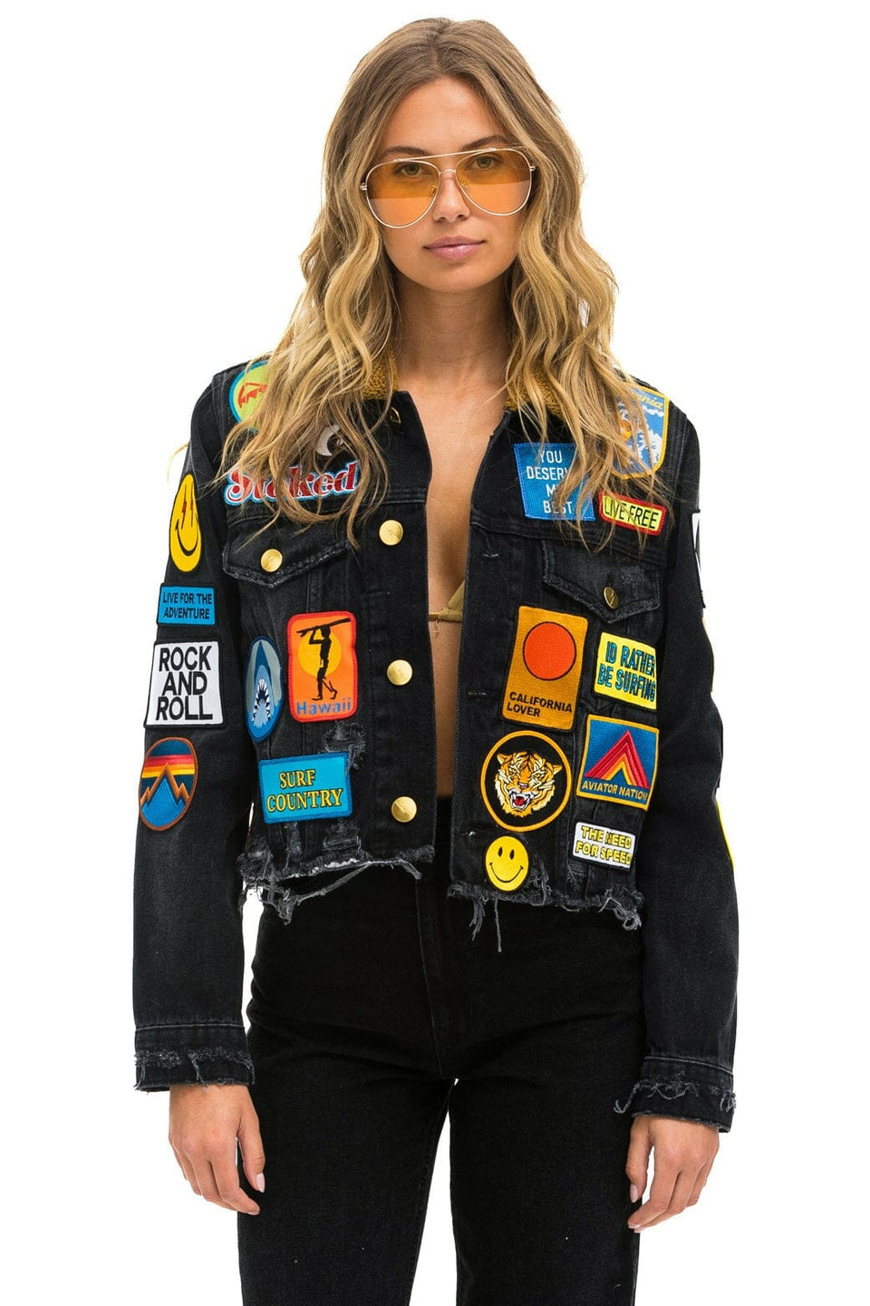 VINTAGE PATCH UNISEX DENIM JACKET - VINTAGE BLACK – Aviator Nation
