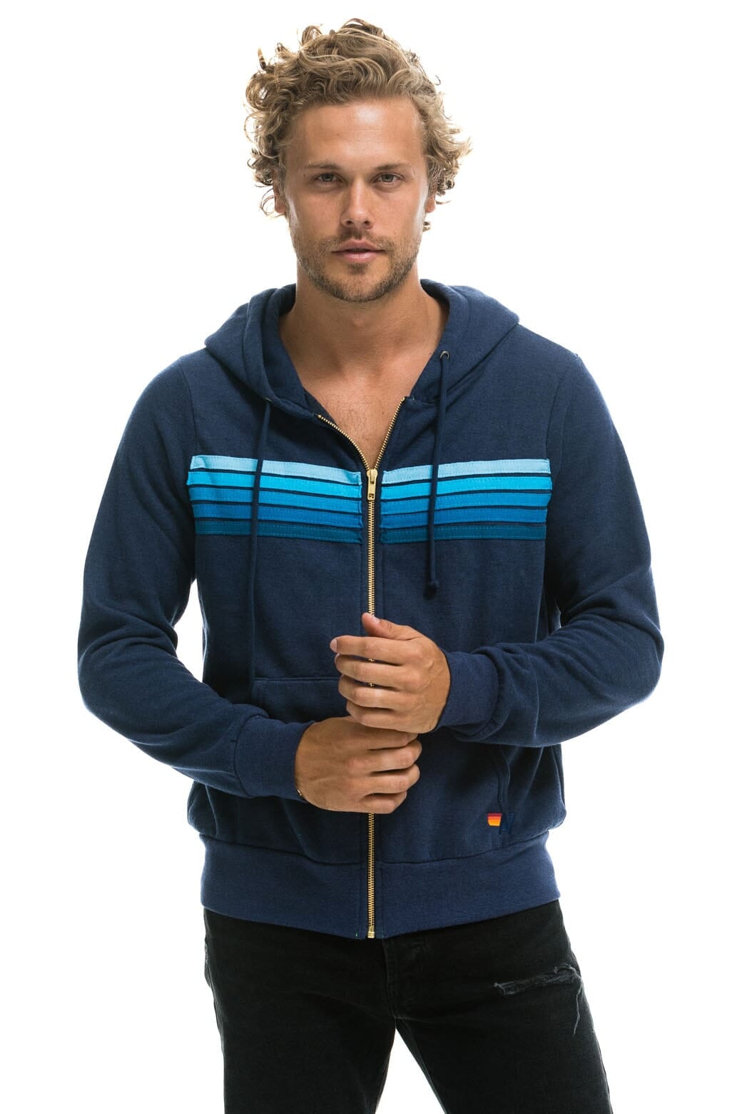 5 STRIPE HOODIE - NAVY // BLUE - Aviator Nation