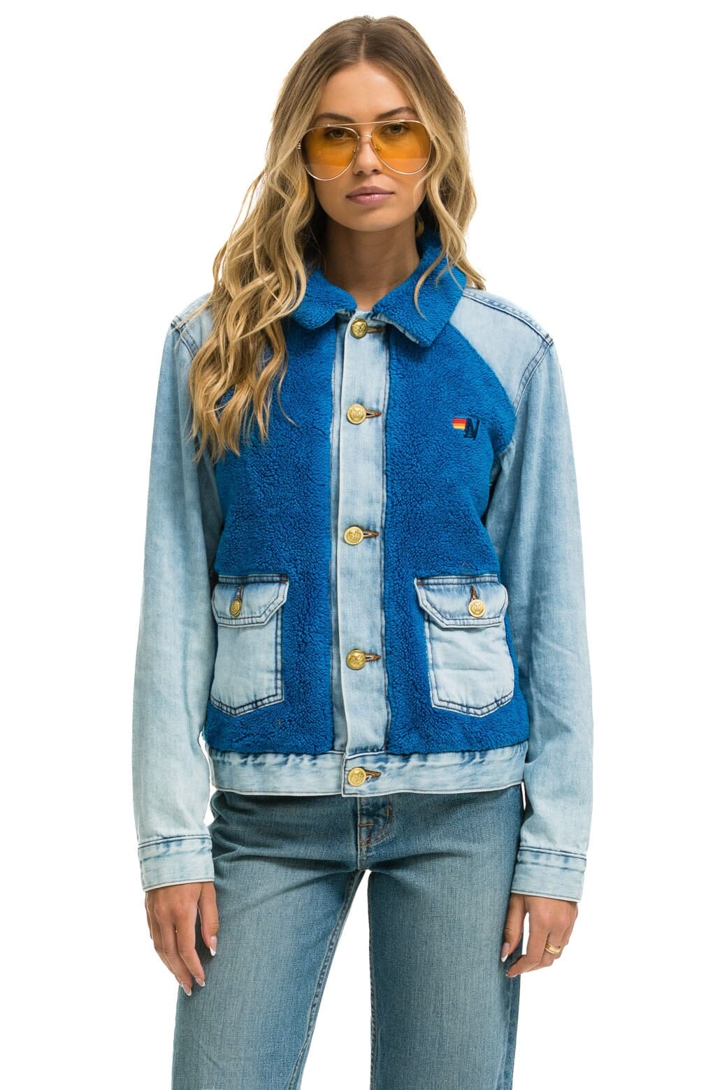 ASPEN SHERPA UNISEX DENIM JACKET - SUPER LIGHT BLUE - Aviator Nation