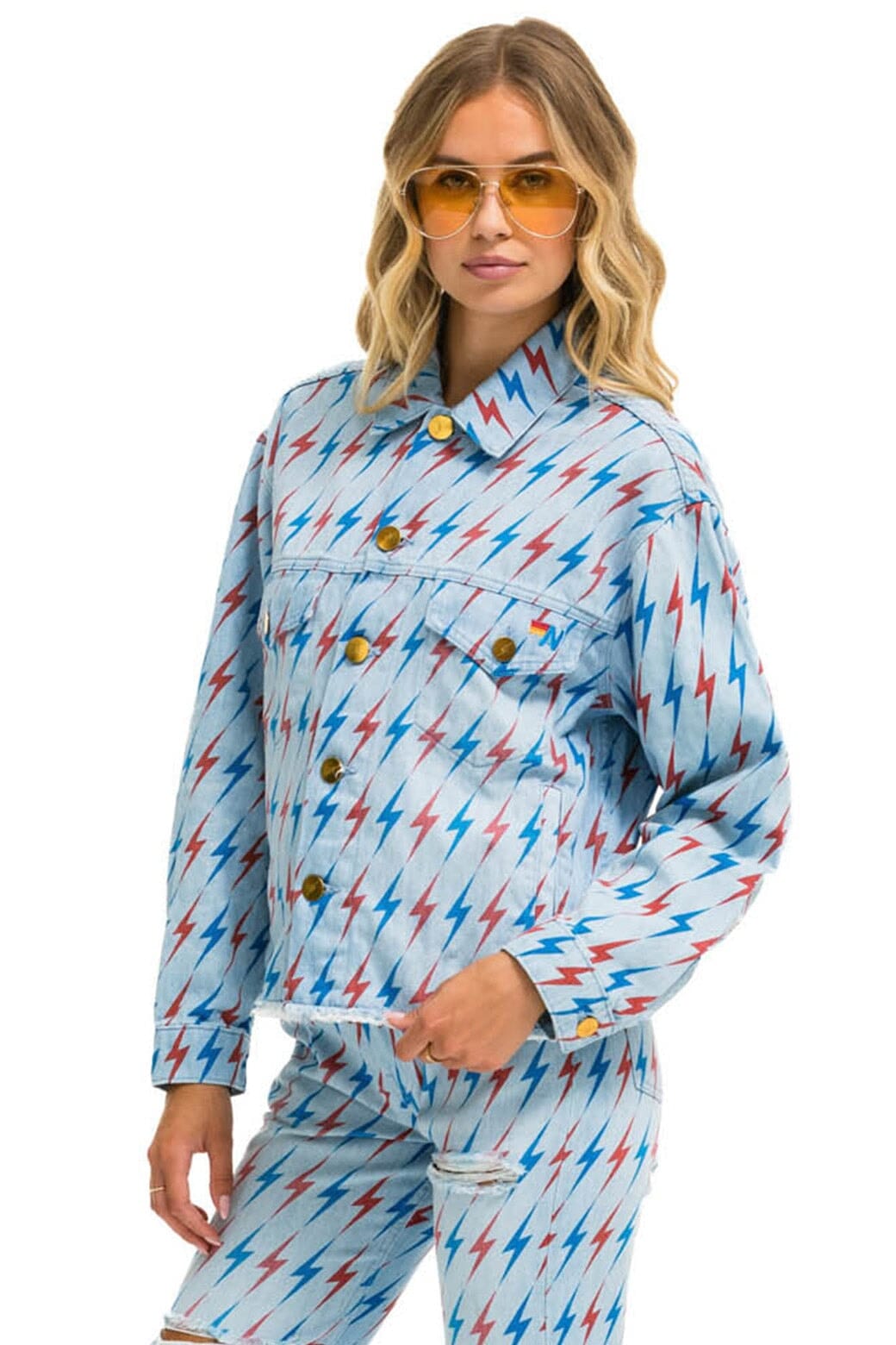 AVIATOR BOLT OVERSIZED CUTOFF DENIM JACKET - SUPER LIGHT - Aviator Nation