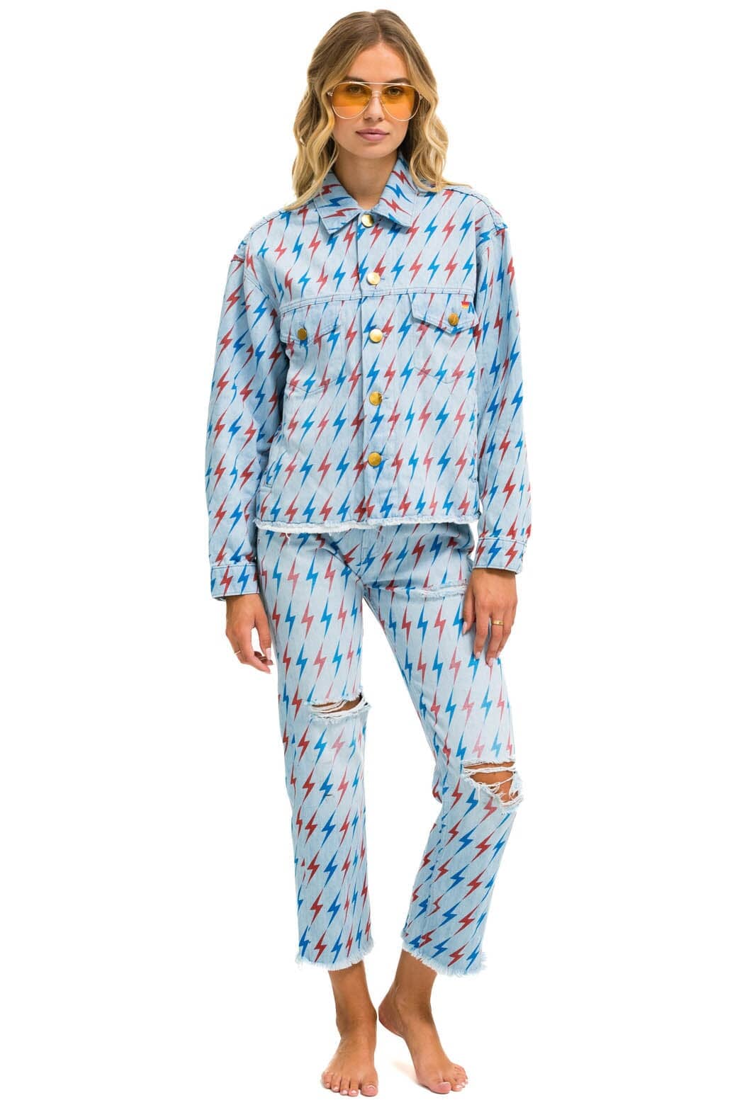 AVIATOR BOLT OVERSIZED CUTOFF DENIM JACKET - SUPER LIGHT - Aviator Nation