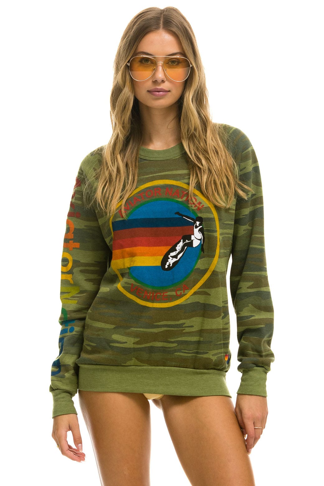 AVIATOR NATION CREW SWEATSHIRT - CAMO - Aviator Nation