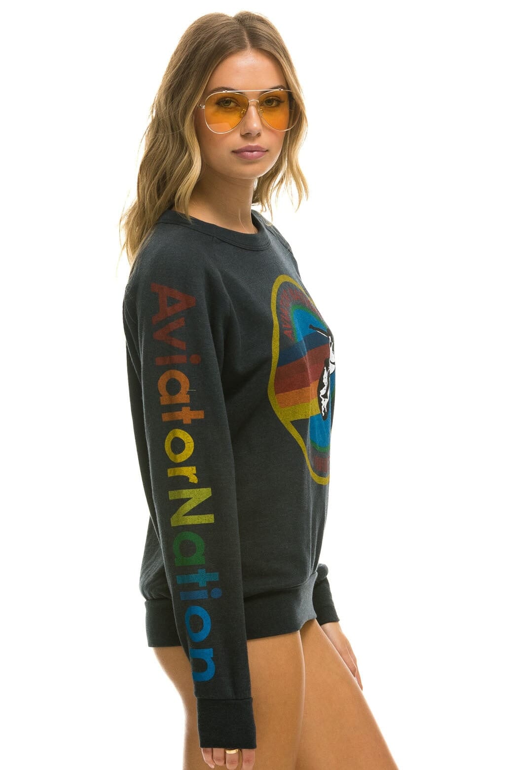 AVIATOR NATION HAMPTONS CREW SWEATSHIRT - CHARCOAL - Aviator Nation