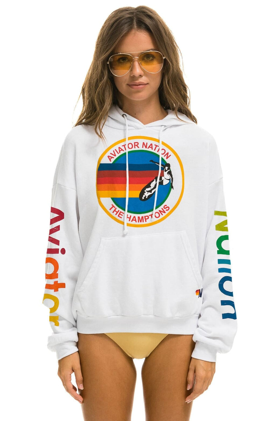 AVIATOR NATION HAMPTONS RELAXED PULLOVER HOODIE - WHITE – Aviator Nation