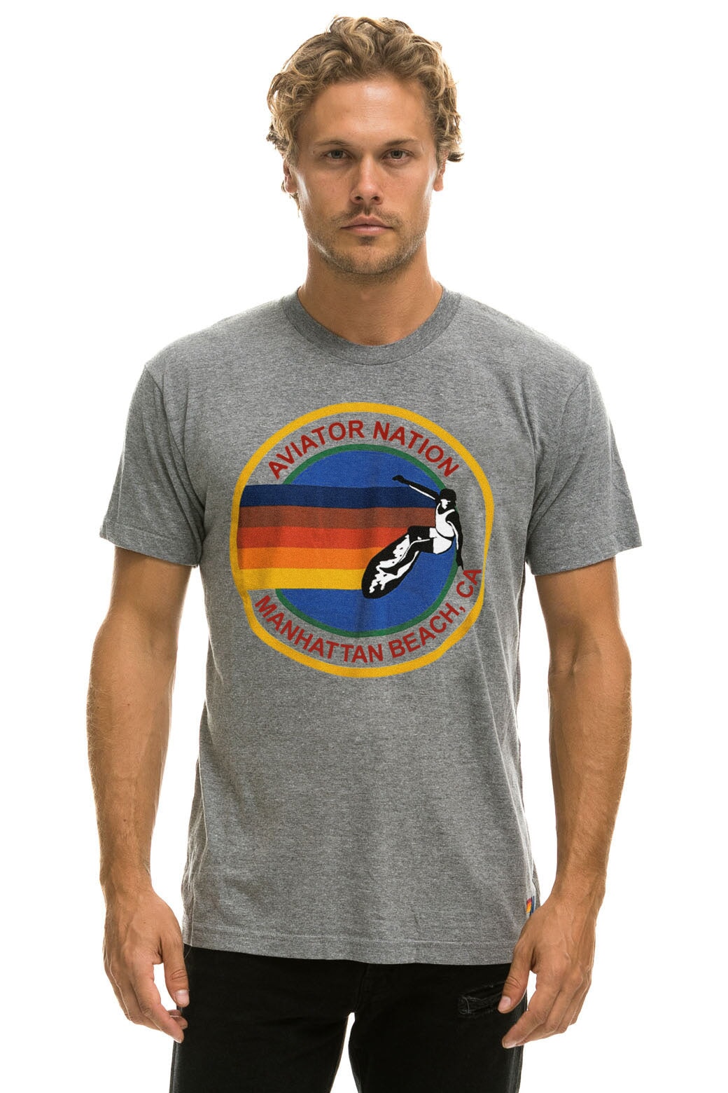 AVIATOR NATION MANHATTAN BEACH TEE SHIRT - HEATHER GREY - Aviator Nation
