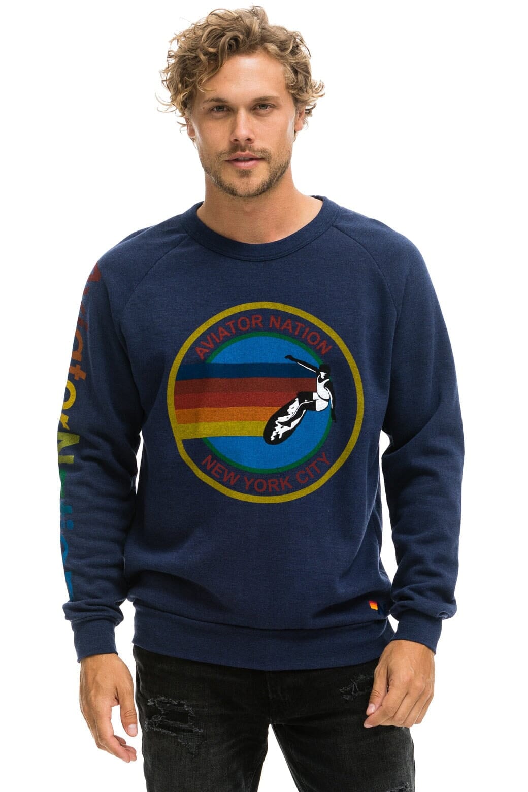 AVIATOR NATION NEW YORK CITY CREW SWEATSHIRT - NAVY - Aviator Nation
