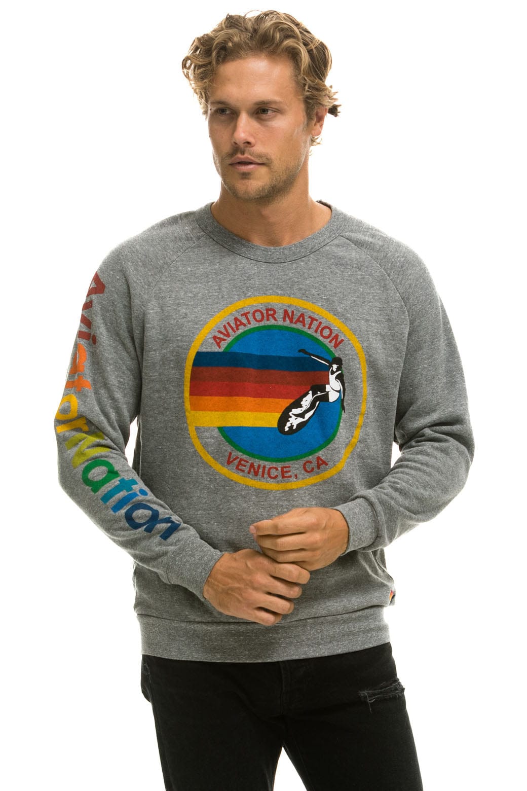 AVIATOR NATION SWEATSHIRT - HEATHER GREY - Aviator Nation