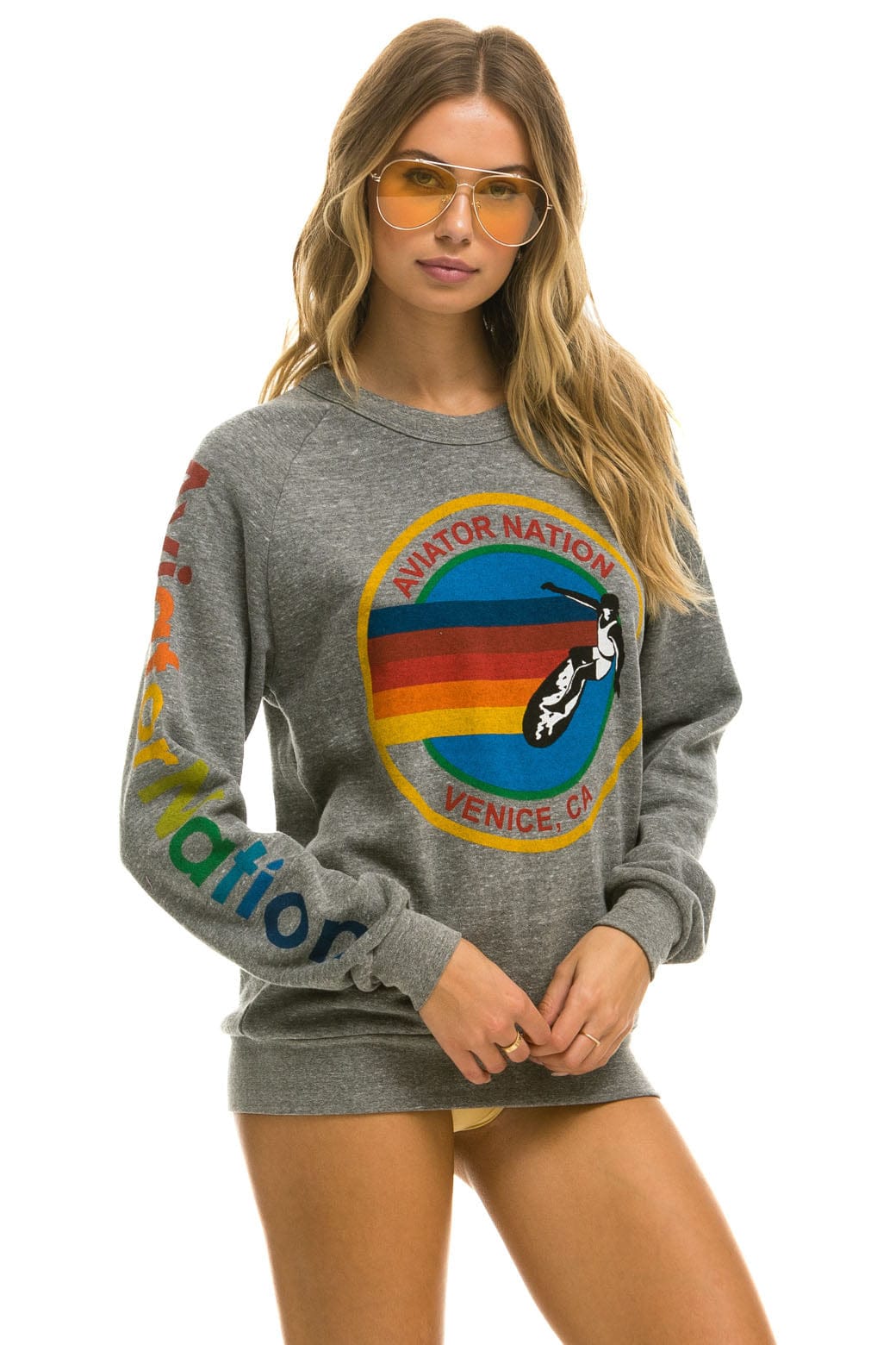 AVIATOR NATION SWEATSHIRT - HEATHER GREY - Aviator Nation