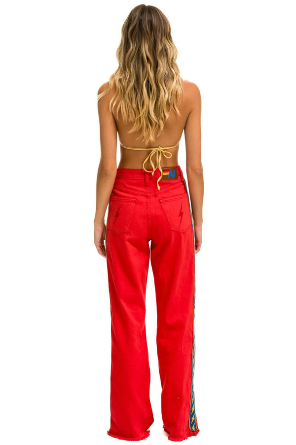 BOLT STRIPE HI RISE WIDE-LEG GYPSY JEAN - RED - Aviator Nation