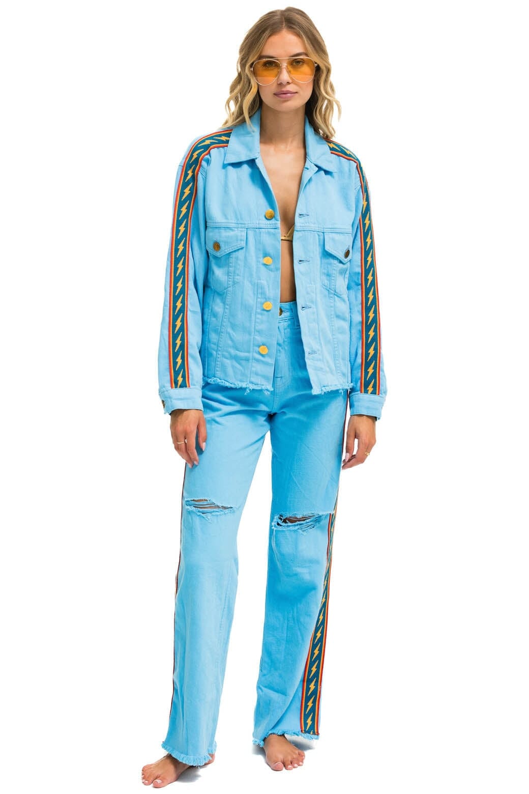 BOLT STRIPE HI RISE WIDE-LEG GYPSY JEAN - SKY - Aviator Nation
