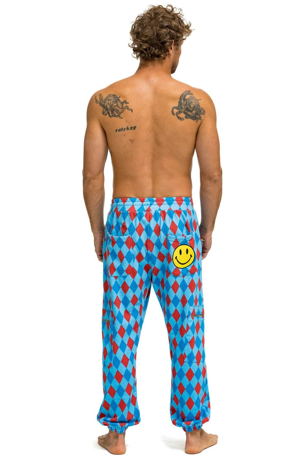 DIAMOND REPEAT SMILEY 2 EMBROIDERY SWEATPANTS - SKY - Aviator Nation