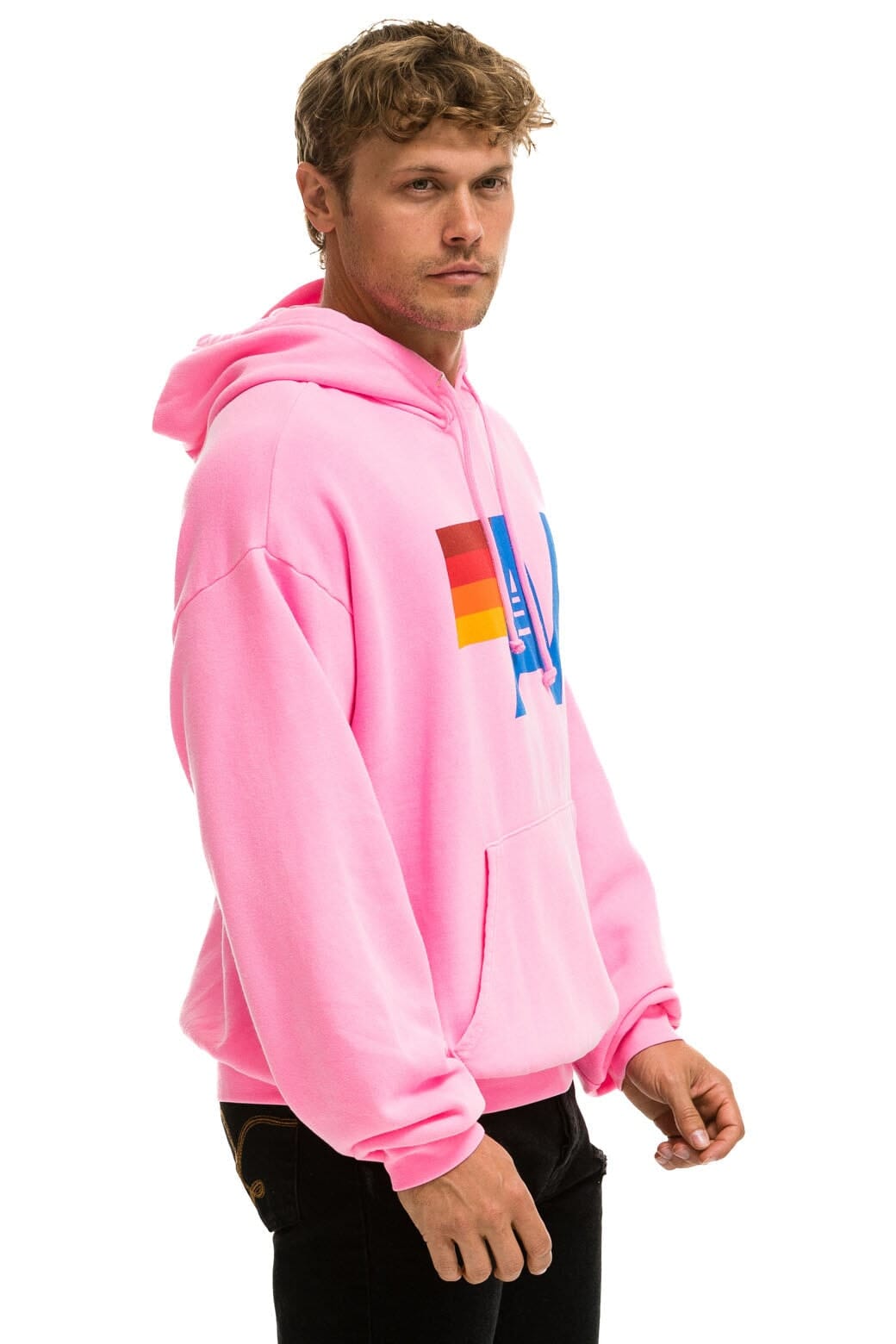 LOGO PULLOVER RELAXED HOODIE - NEON PINK - Aviator Nation