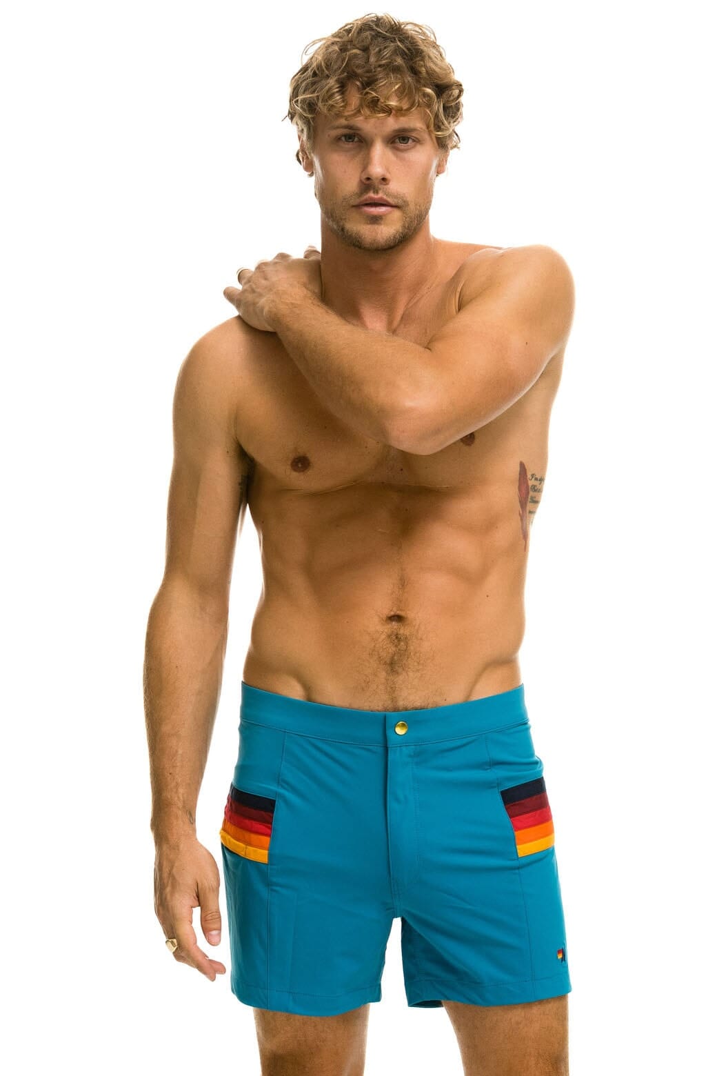 MEN'S HORIZONTAL 5 STRIPE FLEX SHORTS - ANTIGUA - Aviator Nation