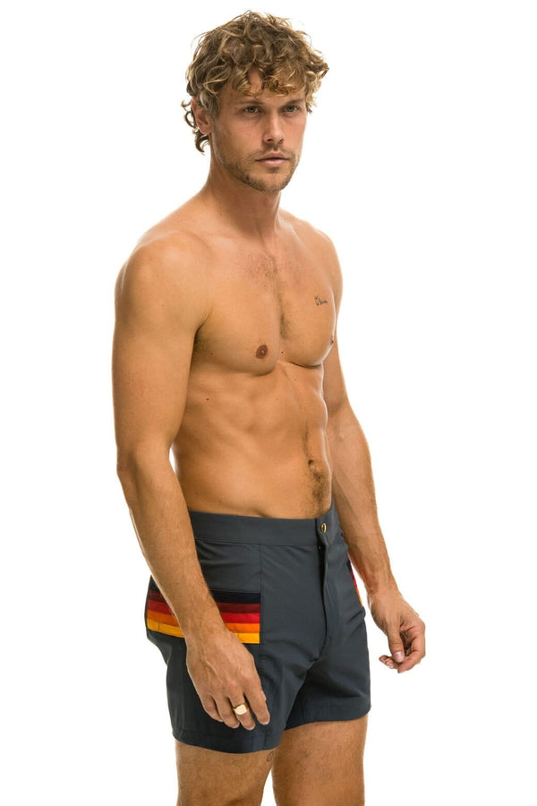 MEN'S HORIZONTAL 5 STRIPE FLEX SHORTS - TITANIUM - Aviator Nation