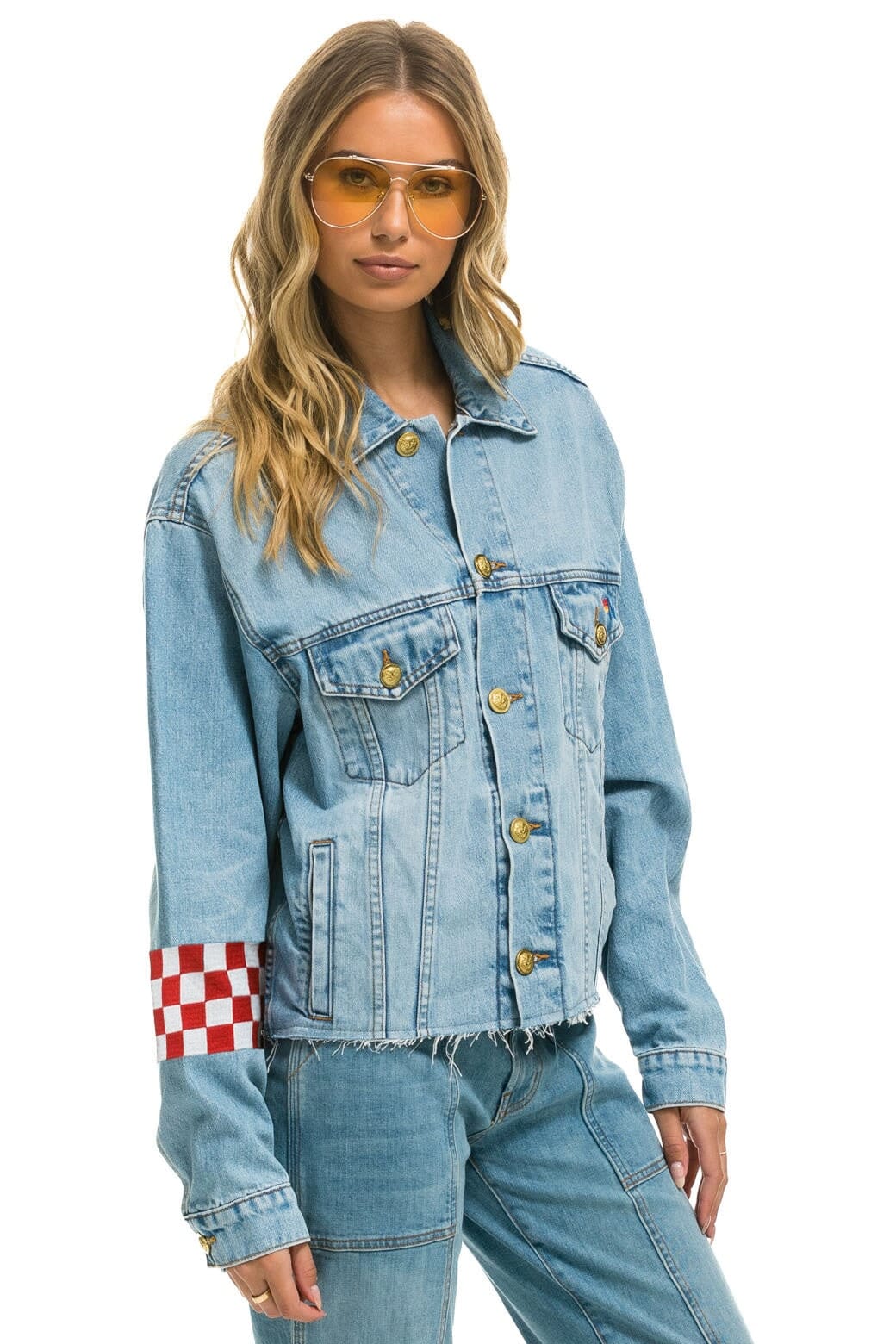 LIVE FREE OVERSIZED CROP DENIM JACKET - SUPER LIGHT - Aviator Nation