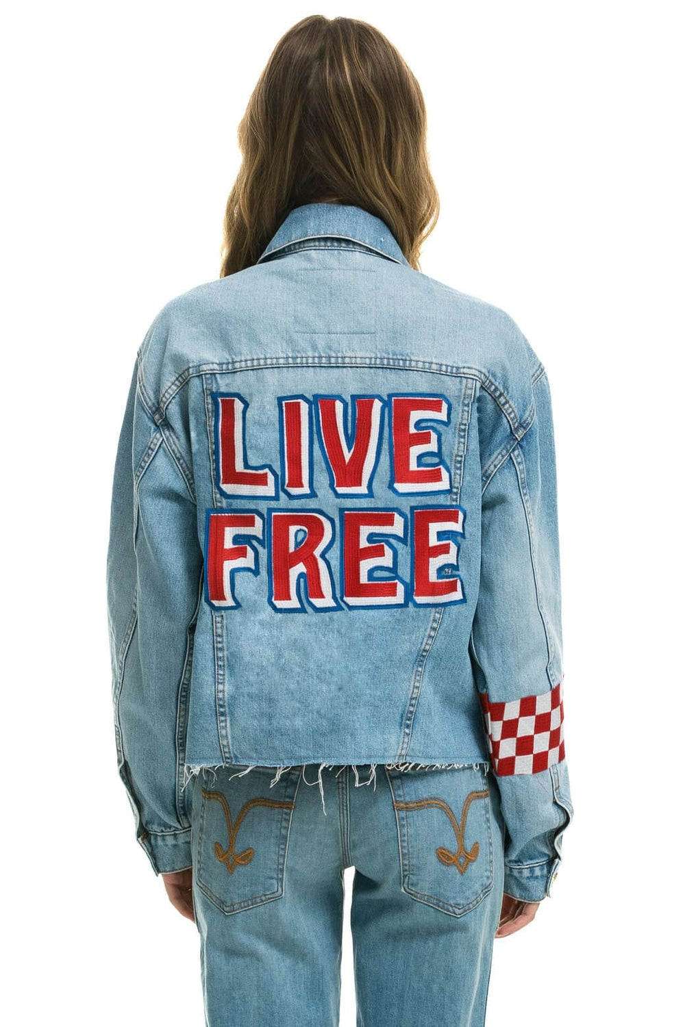 LIVE FREE OVERSIZED CROP DENIM JACKET - SUPER LIGHT - Aviator Nation