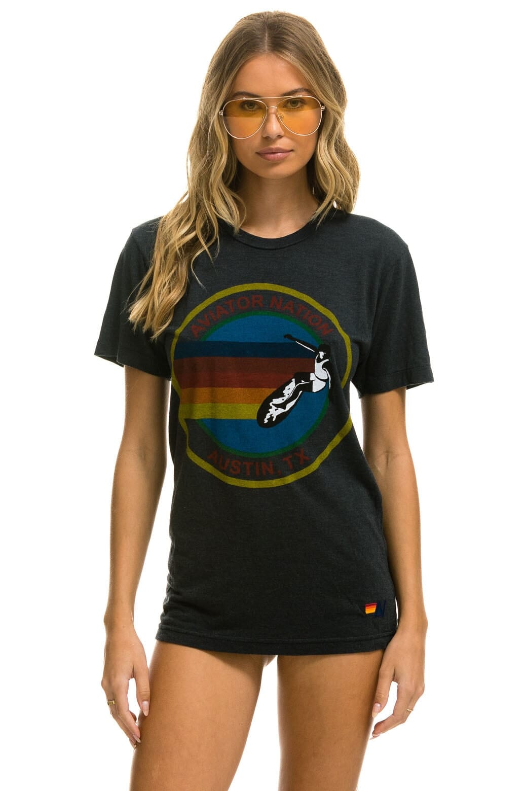 SIGNATURE AUSTIN TEE - CHARCOAL - Aviator Nation