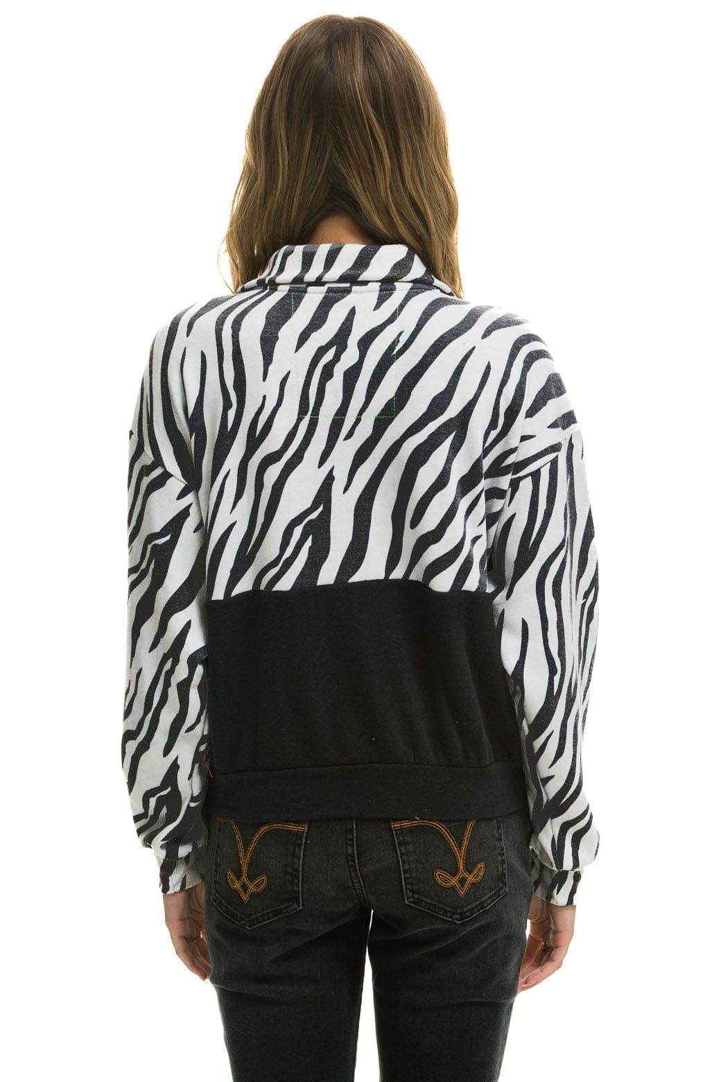 ZEBRA FLEECE UNISEX HALF ZIP COLOR BLOCK JACKET - ZEBRA - Aviator Nation