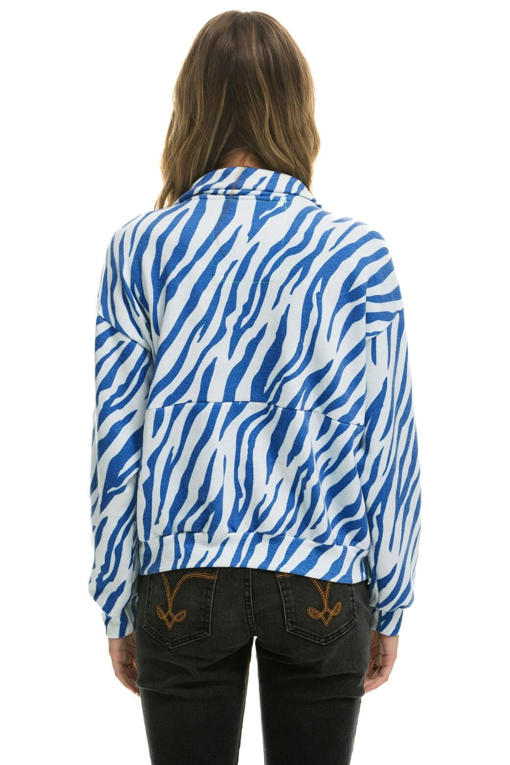 TIGER FLEECE UNISEX HALF ZIP JACKET - BLUE TIGER - Aviator Nation